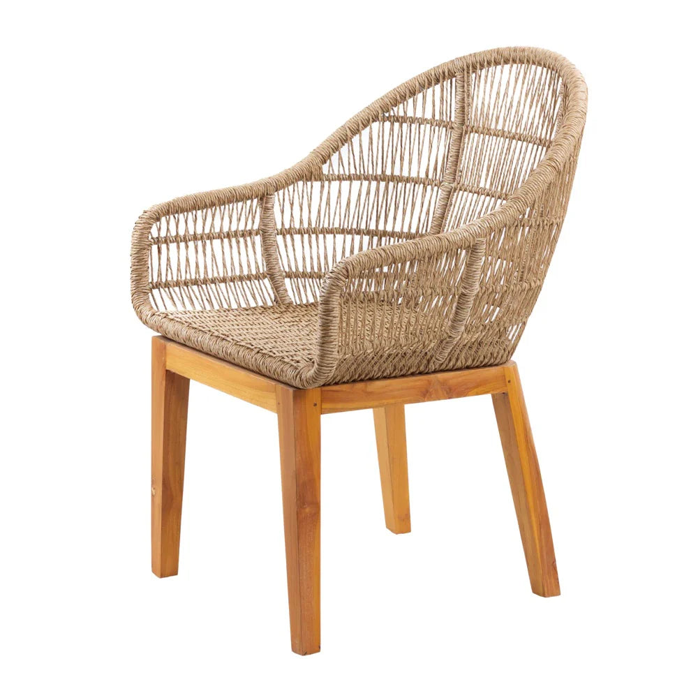 ALMOND Dining Rattan Chair Woven Cord | Neutral Shade