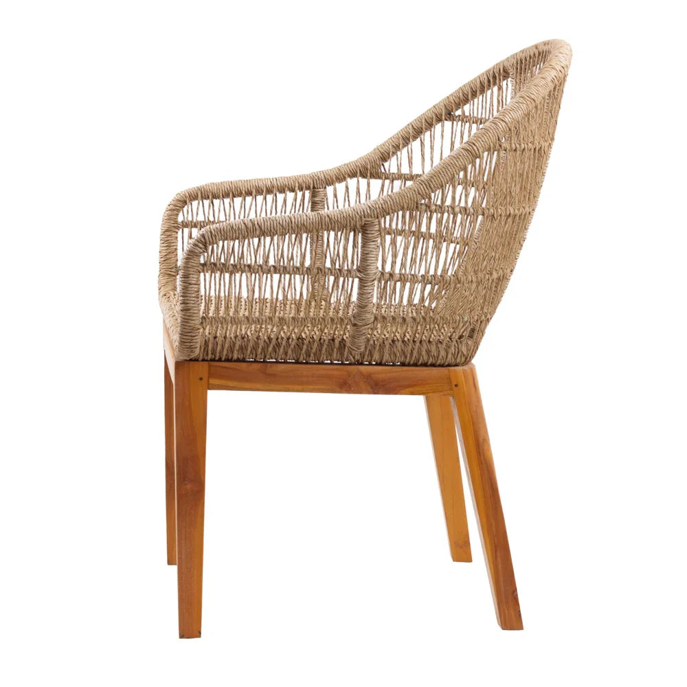 ALMOND Dining Rattan Chair Woven Cord | Neutral Shade
